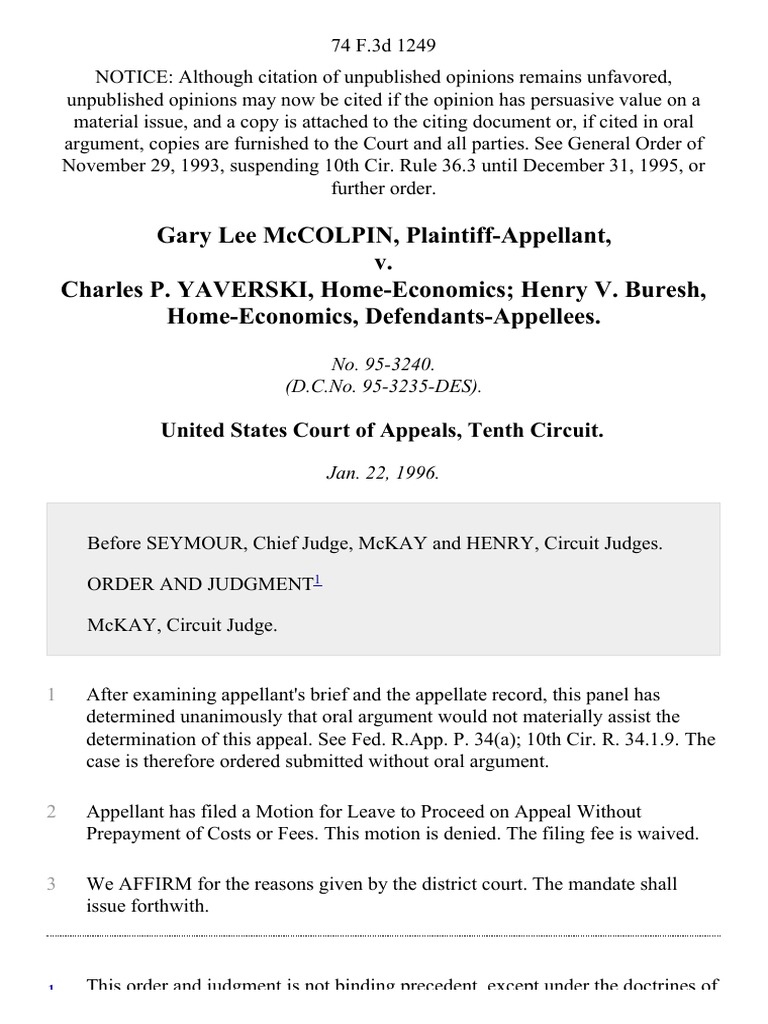 McColpin v. Yaverski Appeal Decision | PDF