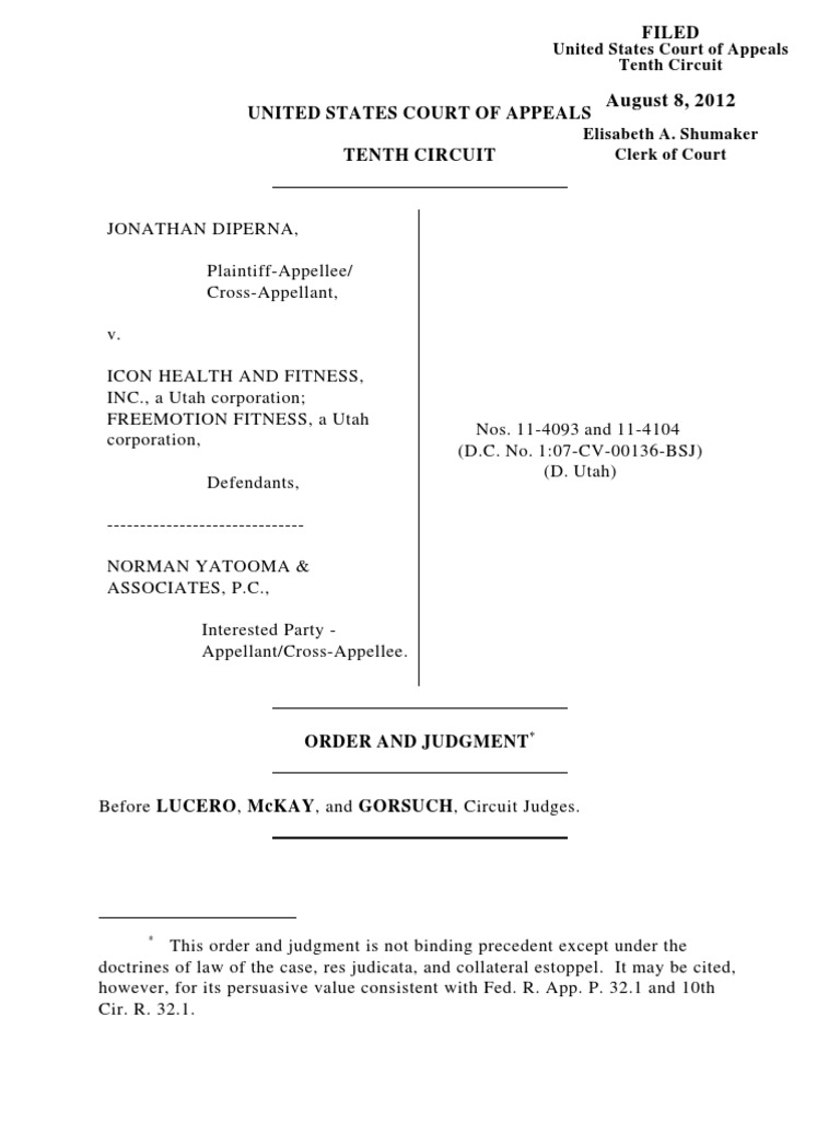 Norman Yatooma & Associates v. Diperna, 10th Cir. (2012) | PDF ...