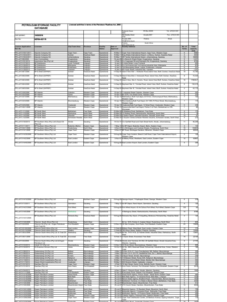 Petroleum Storage Facility Database | PDF | New York Stock Exchange ...