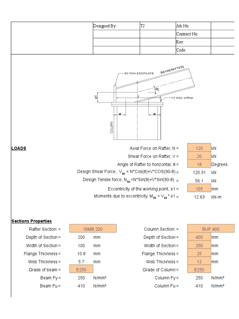 cap plate trial calculation | Beam (Structure) | Screw