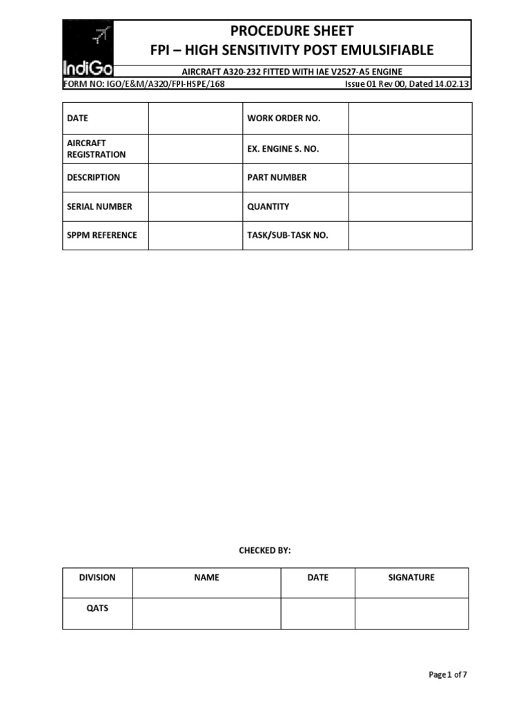 High Sensitivity Post Emulsifiable - FPI Procedure Sheet | Ultraviolet ...