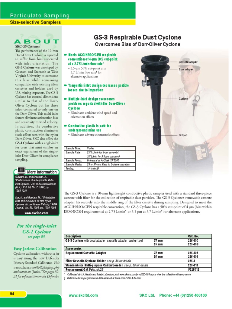 SKC Aluminum Cyclone for Dust Sampling | PDF | Particulates | Compact ...