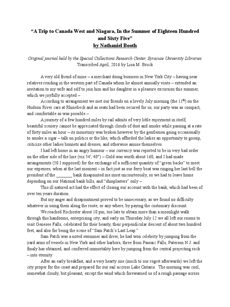 A Trip To Canada West and Niagara-Nathaniel Booth | PDF | Sawmill | Ireland