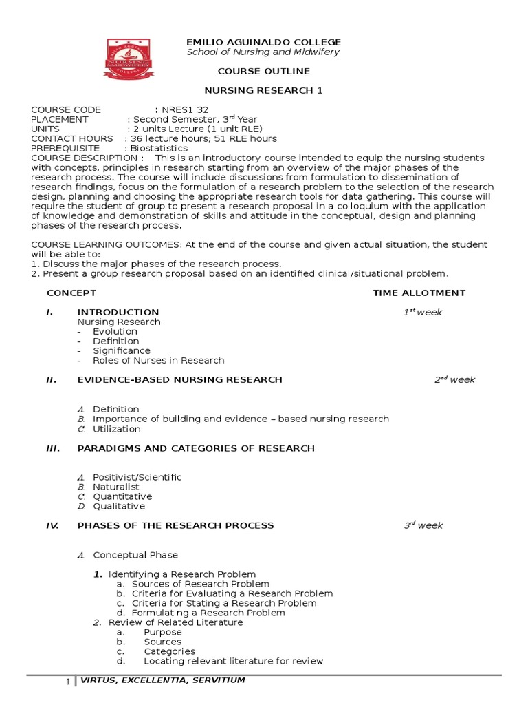Nursing Research Course Outline | PDF | Research Design | Hypothesis
