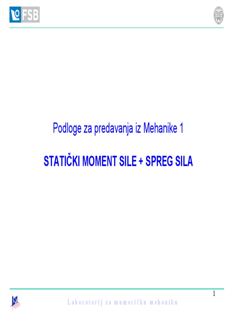 Staticki Moment-Sile Spreg | PDF