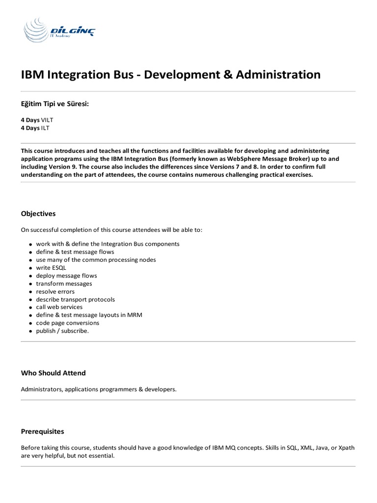 Ibm Integration Bus Development And Administration Pdf Databases Software Development