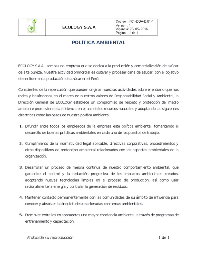Politica Ambiental (5.2) | PDF