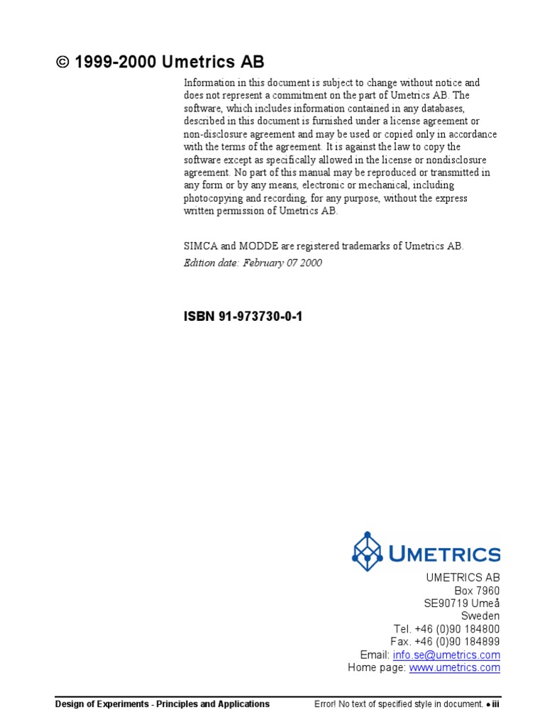 Design of Experiments, Principles and Applications | PDF | Analysis Of ...