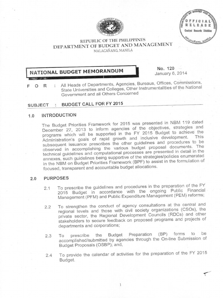 NBM 120: FY 2015 Budget Guidelines | PDF | Budget | Evaluation