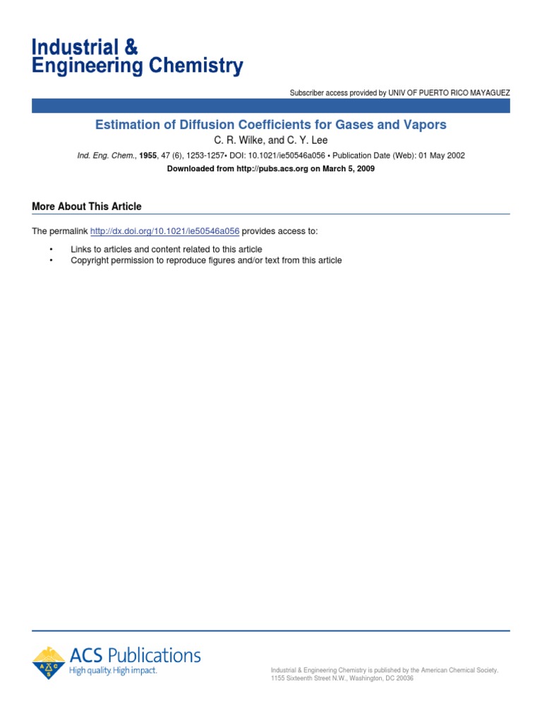 Wilke and Lee | PDF | Diffusion | Gases