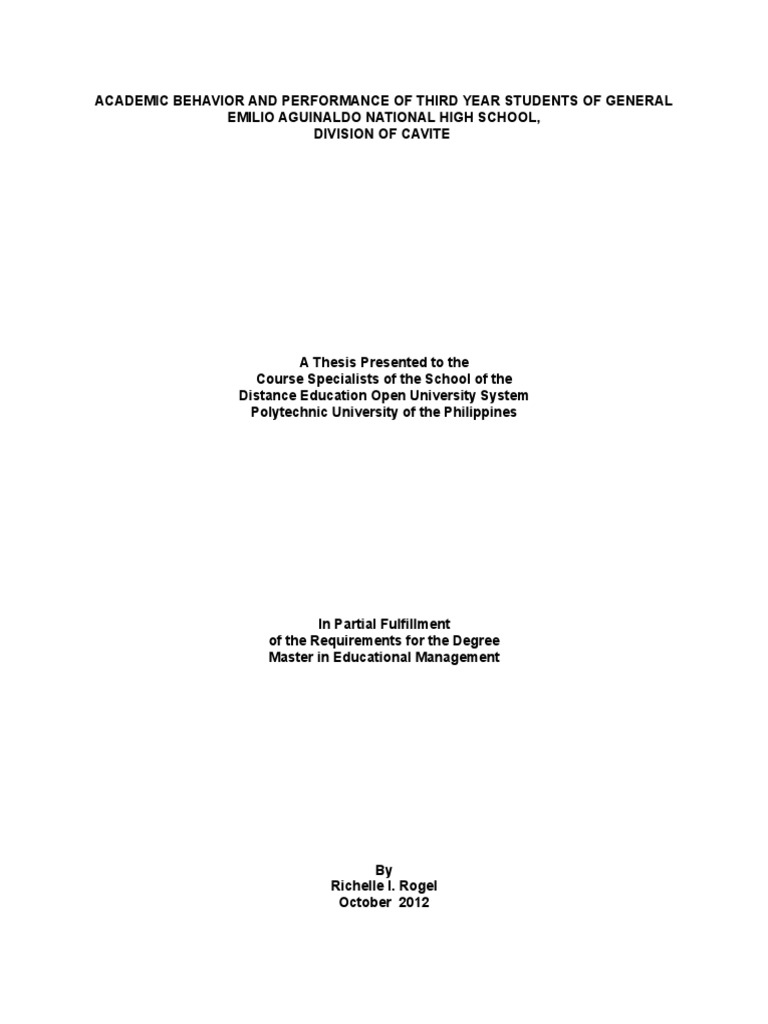 Academic Behavior and Performance of Third Year Students of General ...