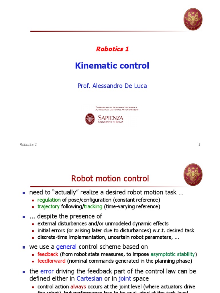 Kinematic Control: Robotics 1 | PDF | Kinematics | Robotics