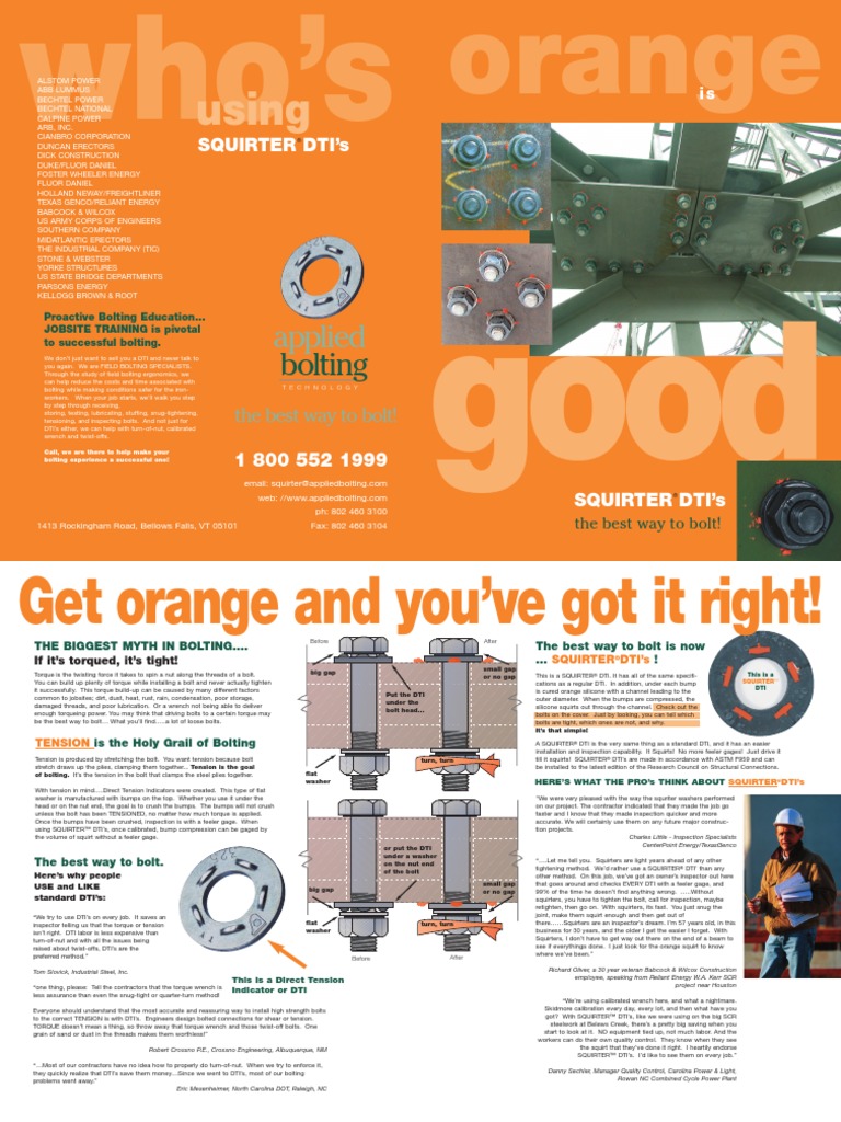 Applied Bolting Technology Brochure PDF | PDF | Nut (Hardware) | Screw