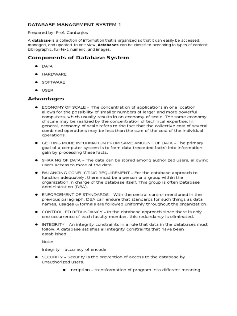 Database Management System Overview | PDF | Microsoft Access | Databases