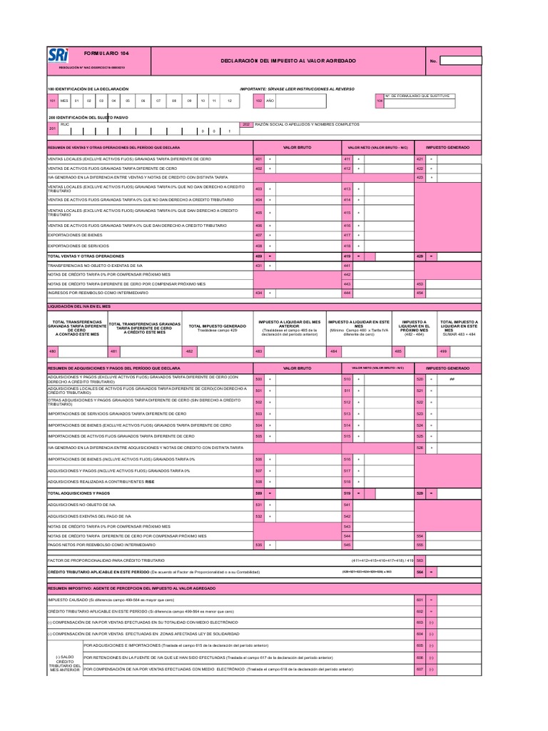 Formulario 104 2016 | Impuesto al valor agregado | Impuestos | Prueba gratuita de 30 días | Scribd