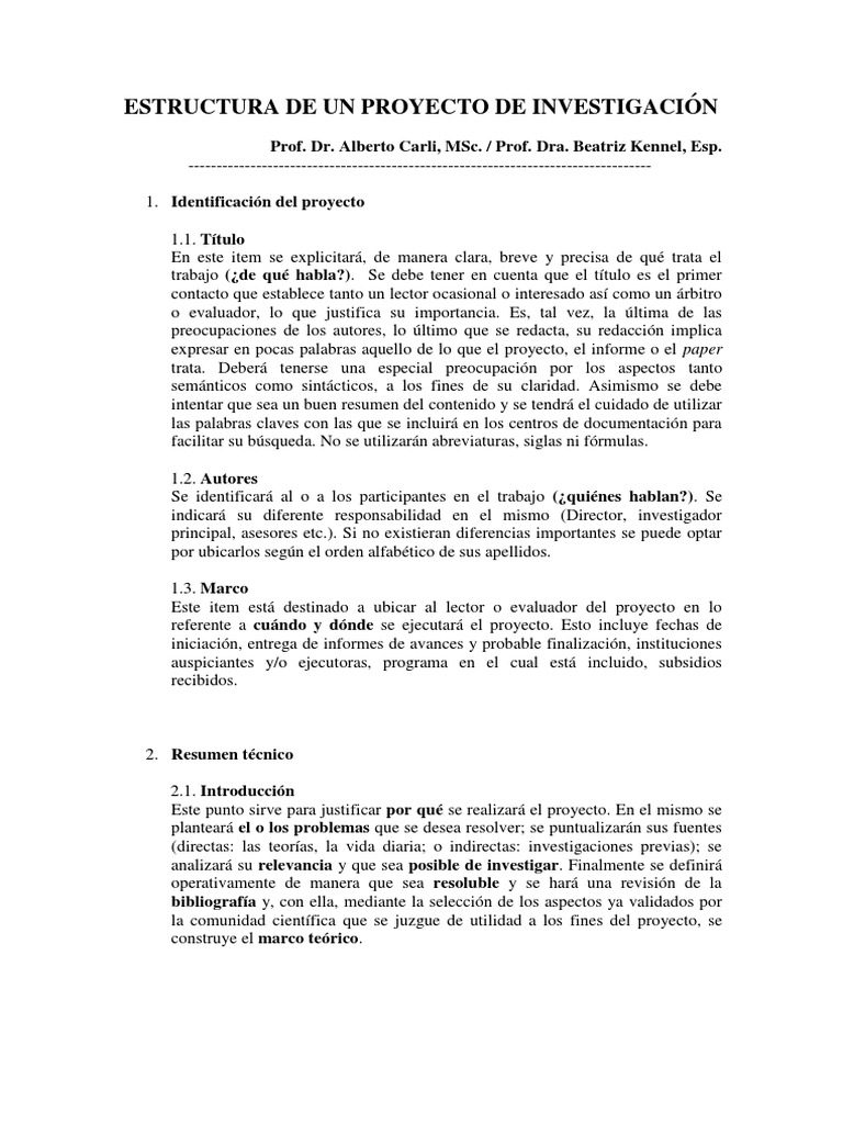 Estructura de Un Proyecto de Investigacion | PDF | Metodología | Teoría