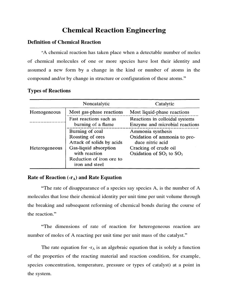 Chemical Reaction Engineering Overview | PDF | Reaction Rate ...
