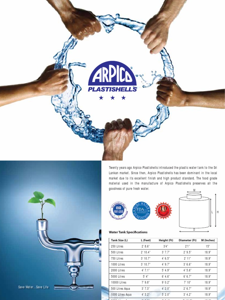 Arpico Water Tank Specifications and Prices | PDF | Waste Management ...