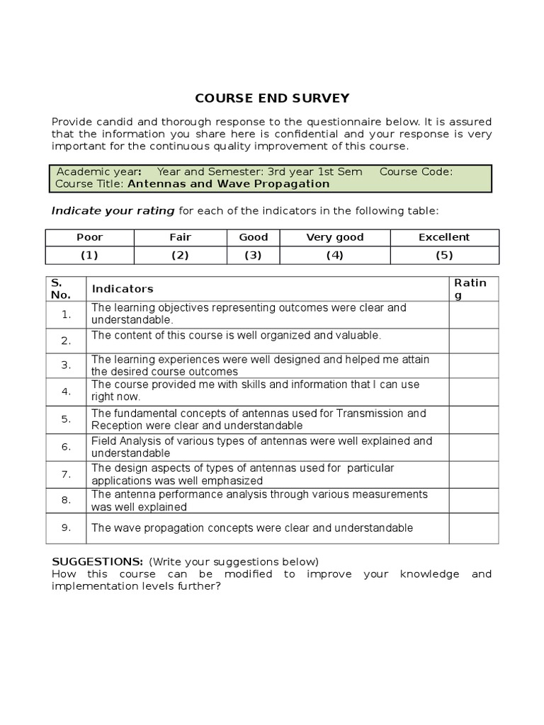 Course End Survey AWP | PDF