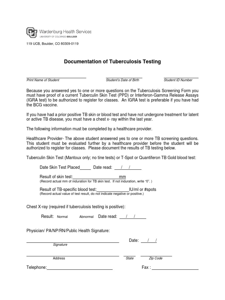 Positive Tuberculosis Screen Form | PDF