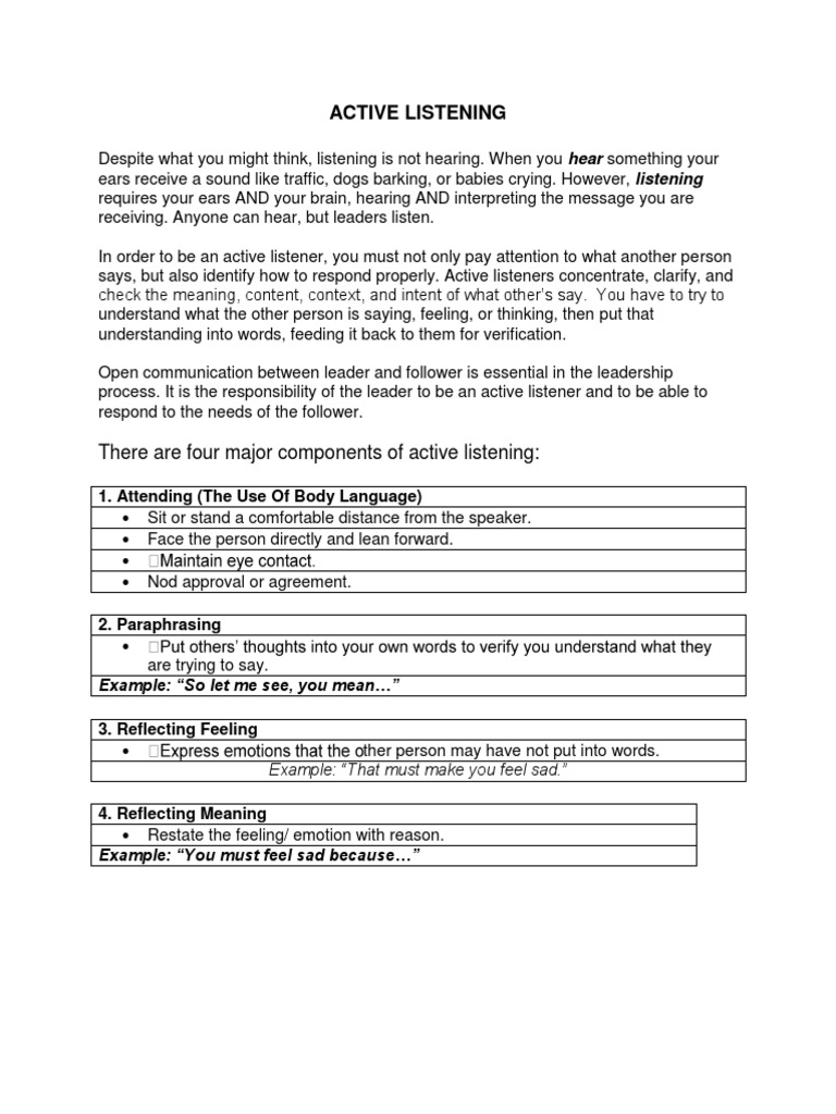 Active Listening PDF | PDF