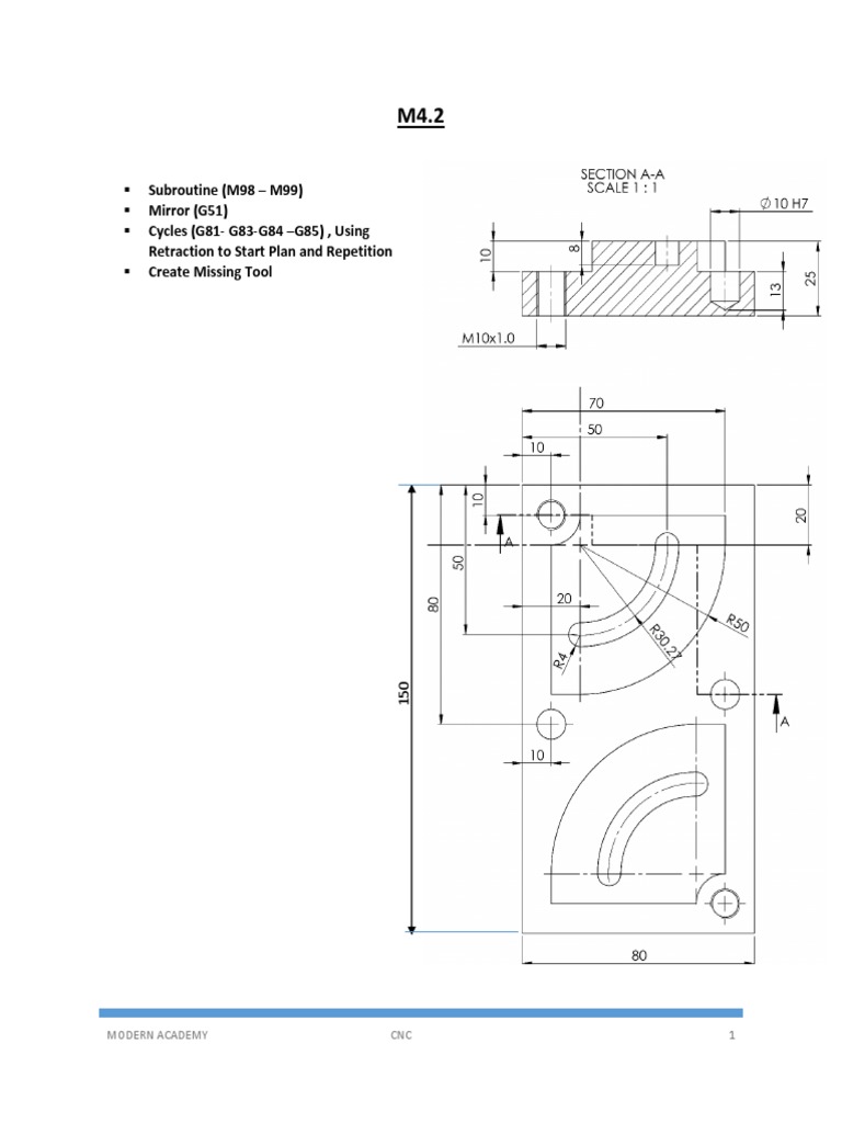 Subroutine (M98 - M99) Mirror (G51) Cycles (G81-G83-G84 - G85), Using ...