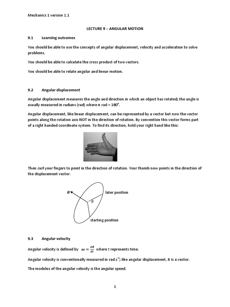 Lecture 9 - Angular Motion | PDF | Velocity | Acceleration