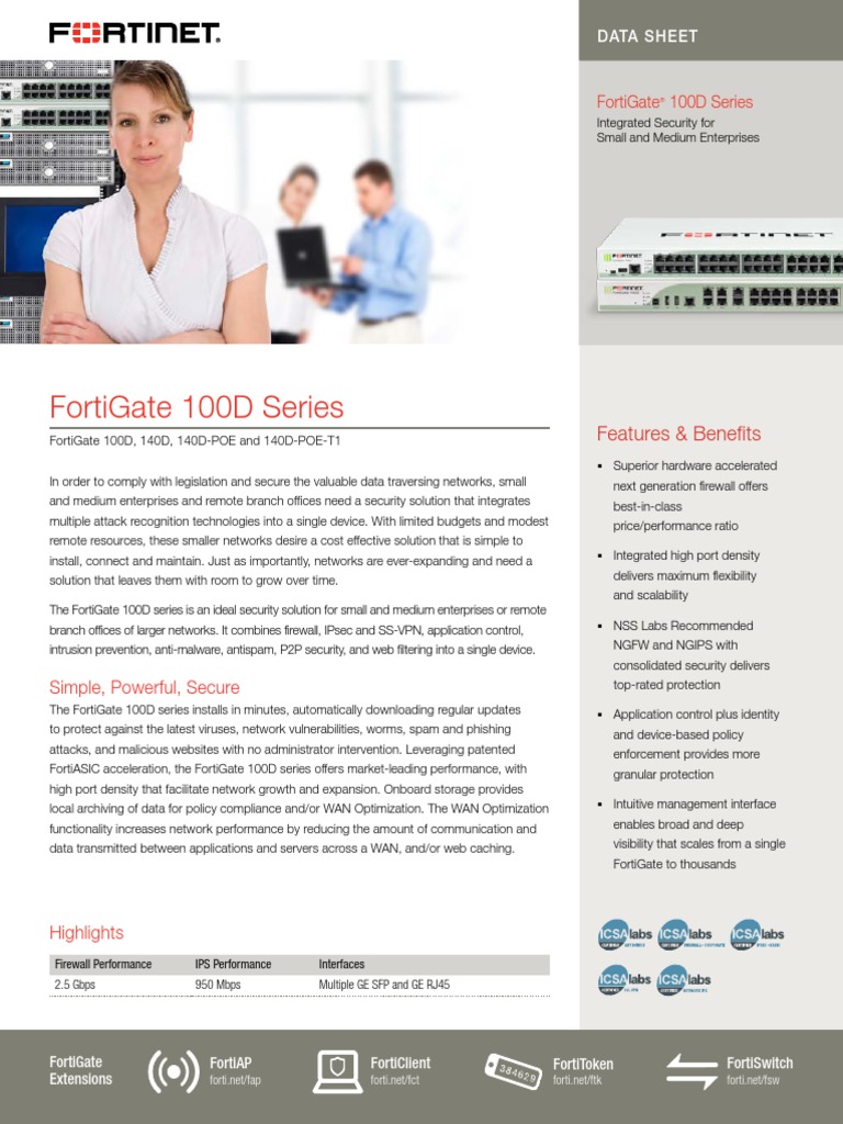 The FortiGate 100D Series | PDF | Firewall (Computing) | Computer Network
