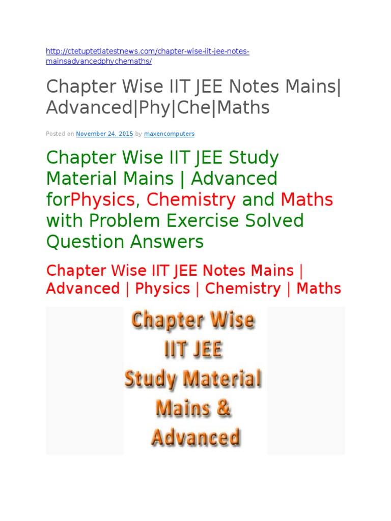 Jee Notes | PDF | Physics | Chemistry