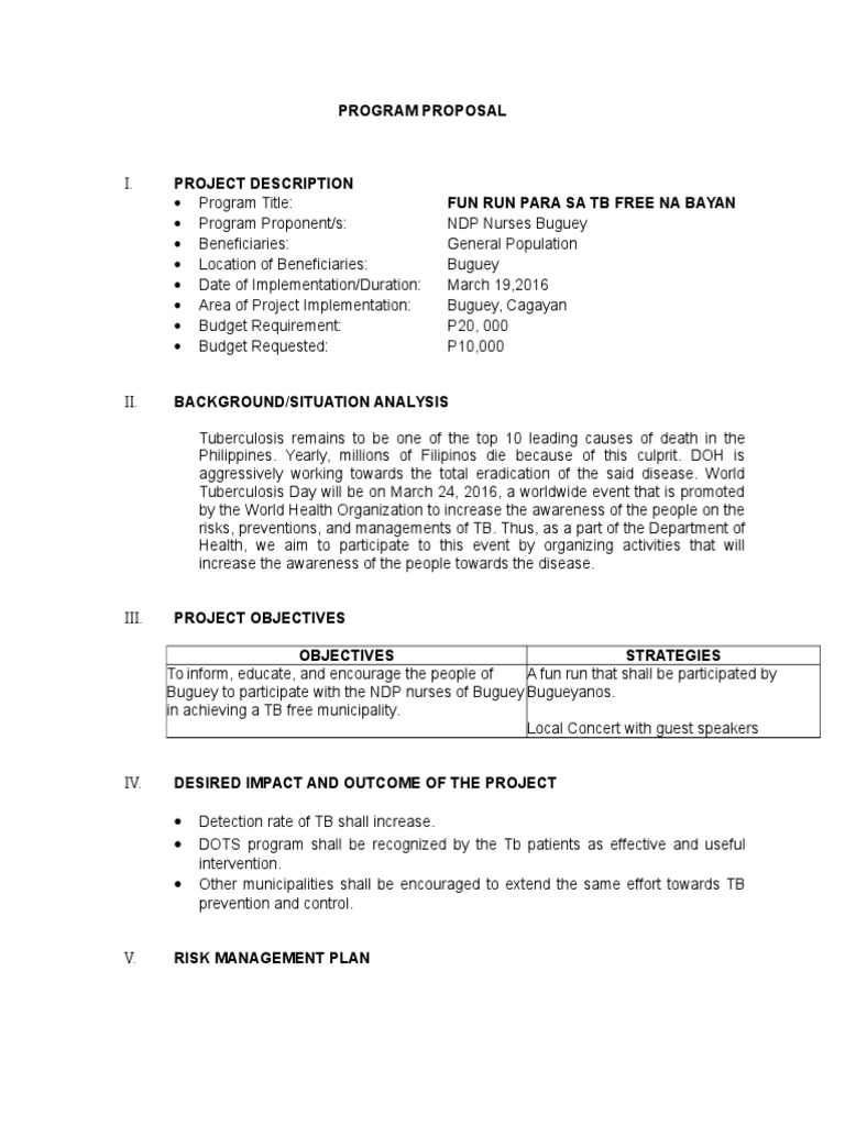 TB Program Proposal | PDF | Tuberculosis | Risk Management