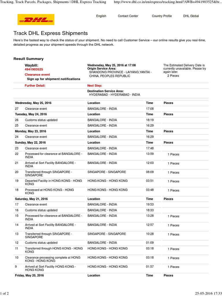 Tracking, Track Parcels, Packages, Shipments - DHL Express Tracking ...