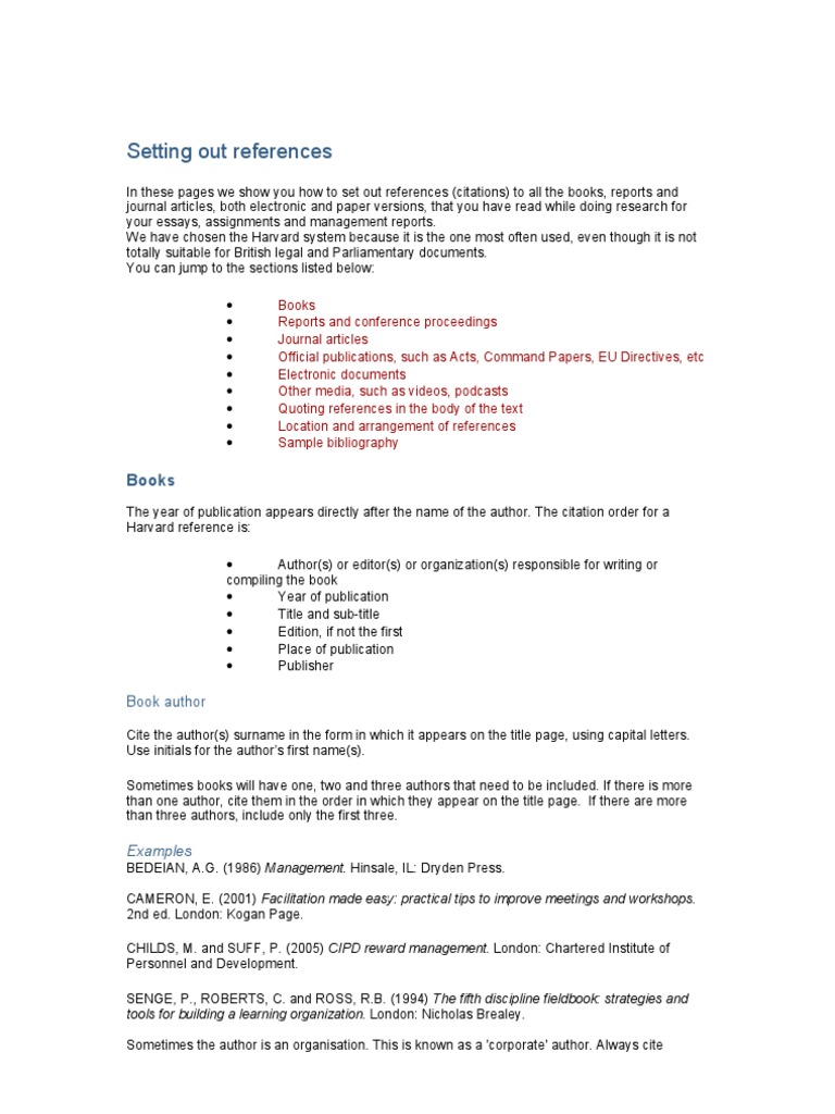 Setting Out References: Books | PDF | Citation