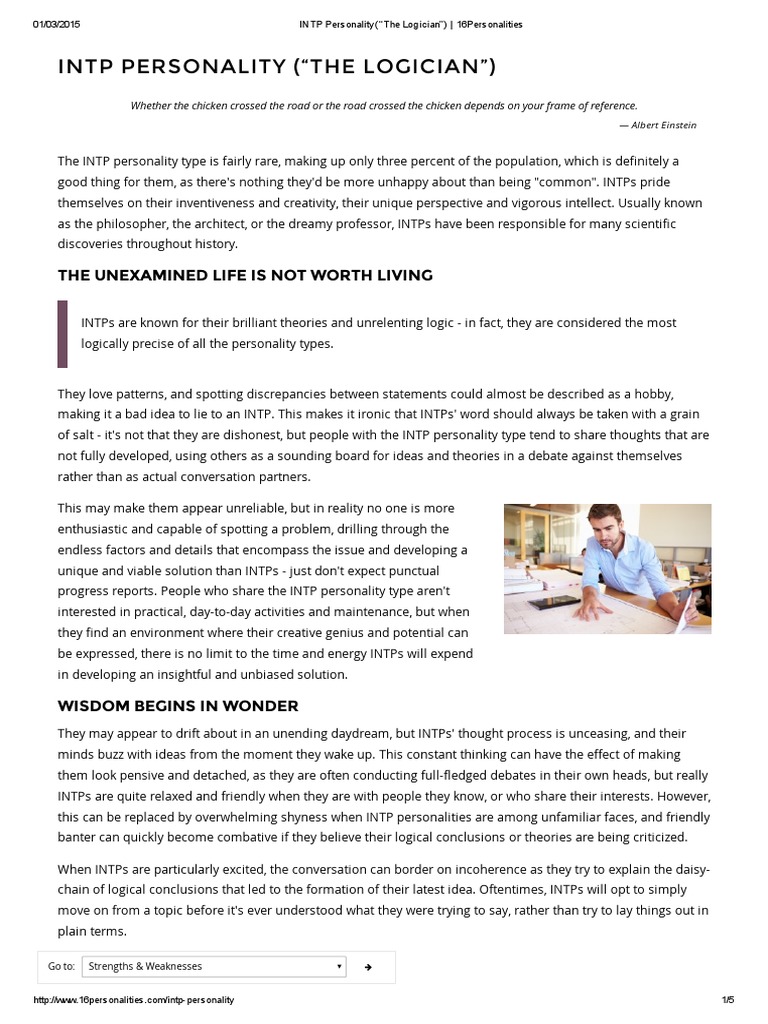INTP Personality (“the Logician”) _ 16Personalities | Personality Type | Thought