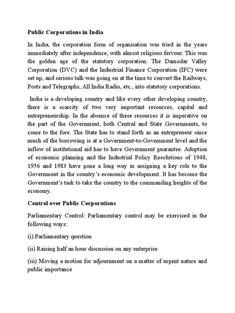 1-Public Corporations | PDF | State Owned Enterprise | Corporations