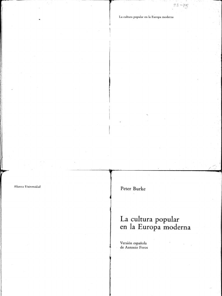 Burke Peter La Cultura Popular en La Europa Moderna PDF | PDF