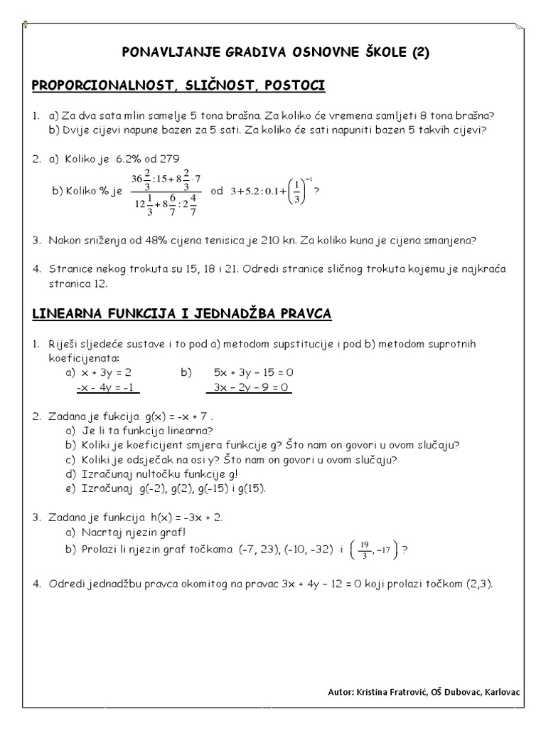 Ponavljanje Gradiva Osnovne Škole 2 | PDF