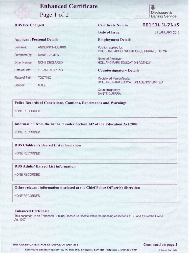 daniel deakins enhanced dbs | Criminal Record | Public Sphere