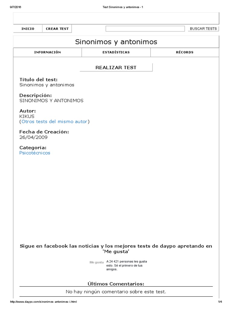 Test Sinonimos y Antonimos - 1 | PDF | Science | Ciencia filosófica