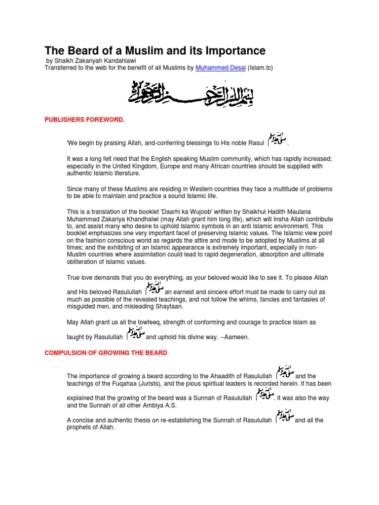 Importance of Beards in Islam | PDF | Beard | Hadith