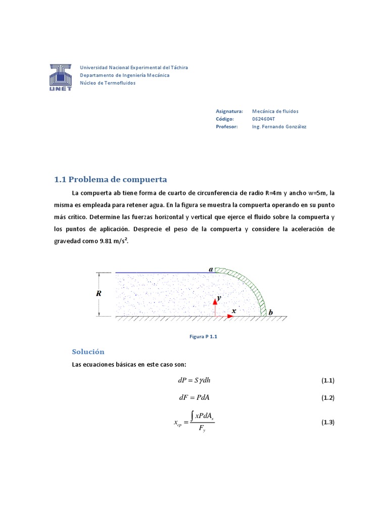 Problemas Resueltos de Compuertas | PDF | Integral | Ecuaciones