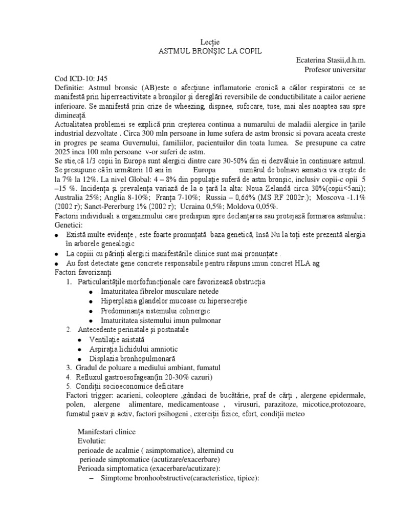 Astmul Bronsic La Copil PDF | PDF