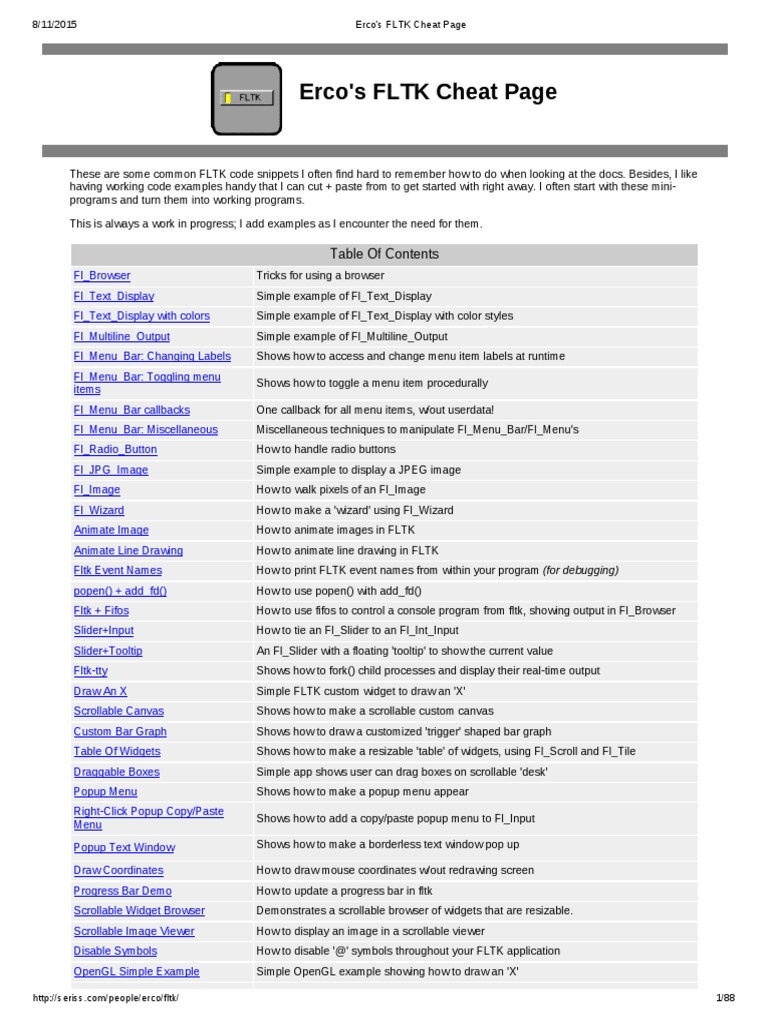 Erco's FLTK Cheat Page | PDF | Icon (Computing) | Texture Mapping