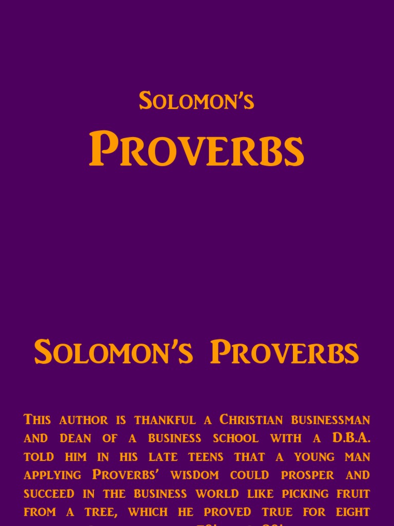 Solomons-Proverbs - Very Clear Summary | PDF | Book Of Proverbs | Wisdom