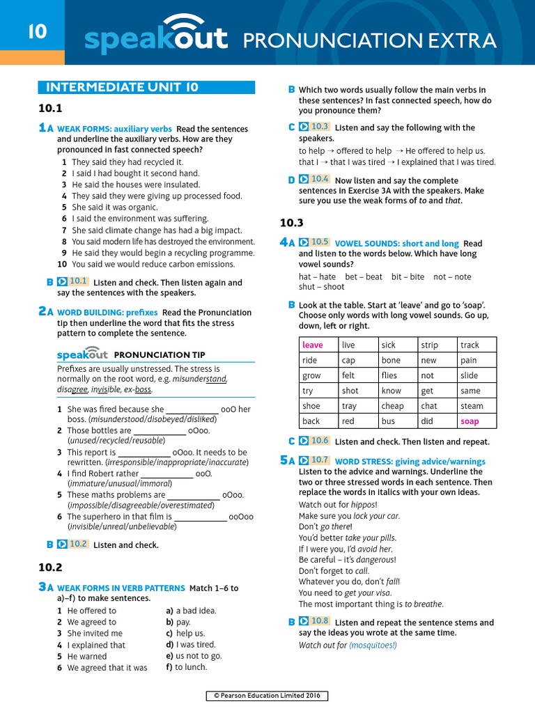 Speakout Pronunciation Extra Intermediate Unit 10 | PDF | Stress (Linguistics) | Oral Communication