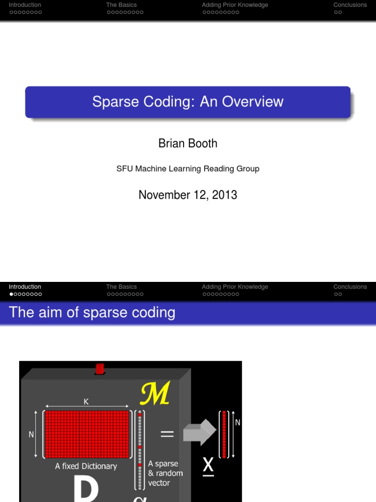 Sparse Coding An Overview Mathematical Optimization Teaching Mathematics 0793
