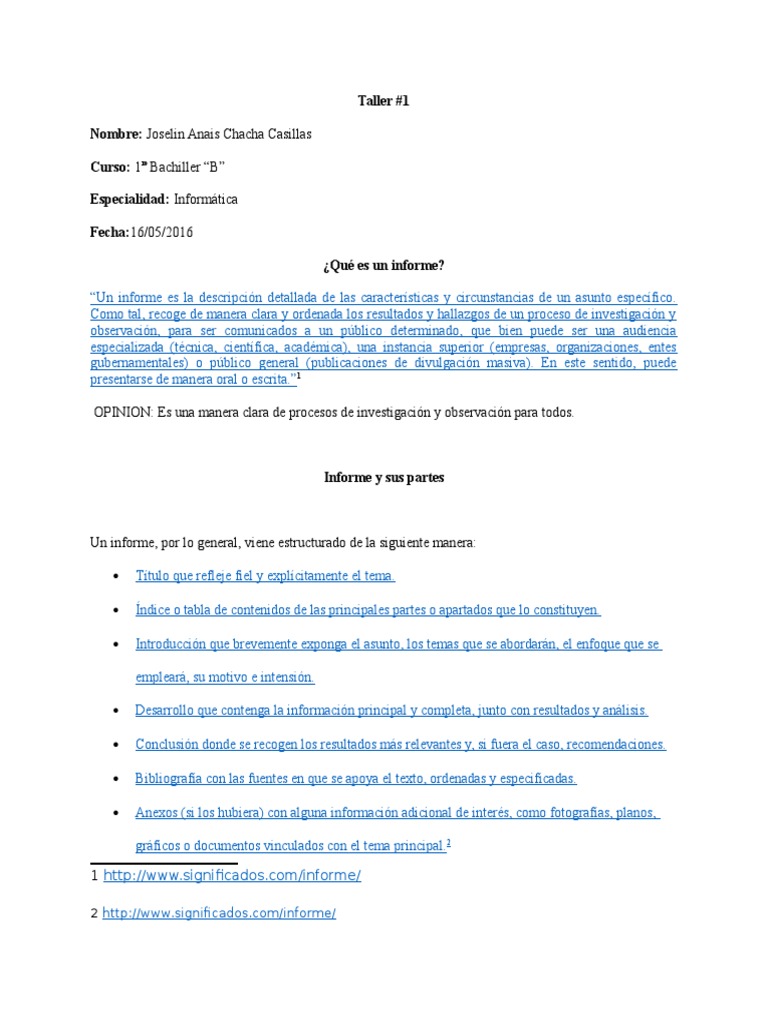 Que Es Un Informe y Sus Partes | PDF