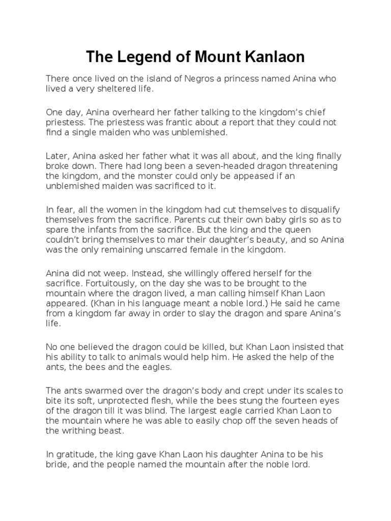 The Legend of Mount Kanlaon | PDF