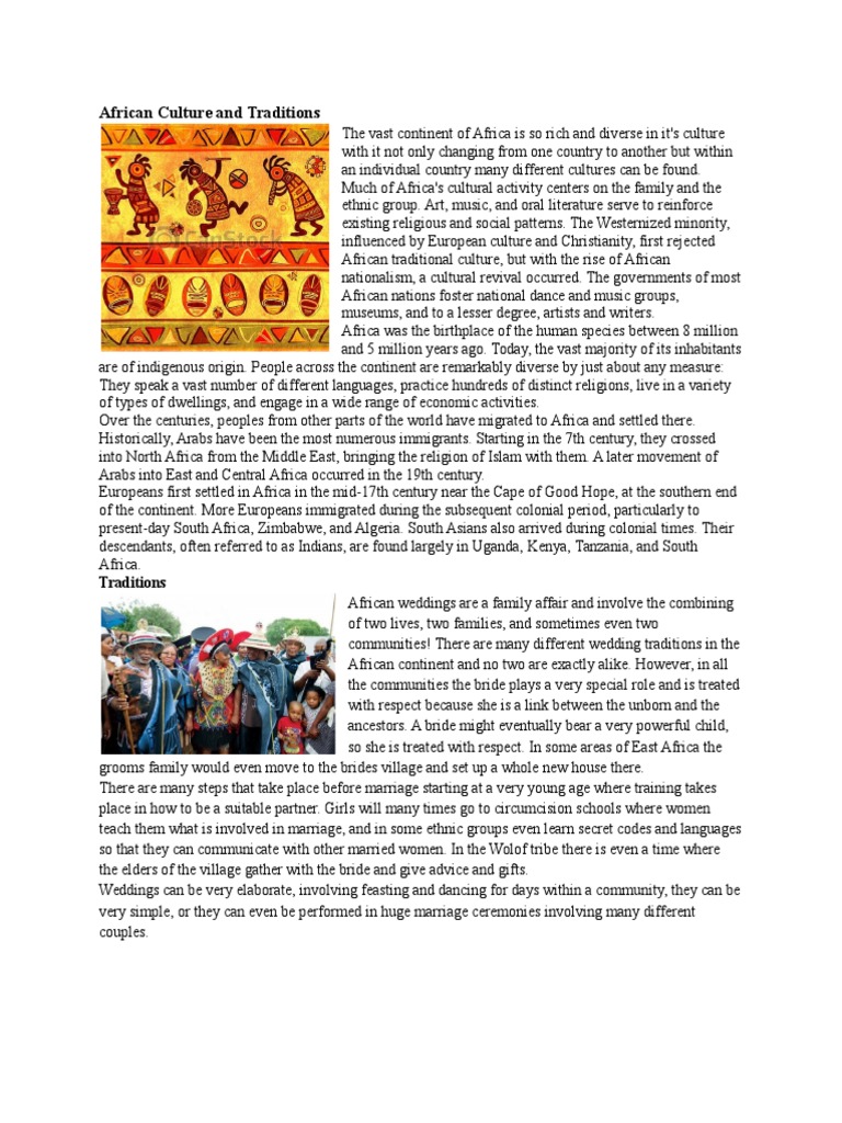 African Culture and Traditions | PDF | African Cuisine | Foods
