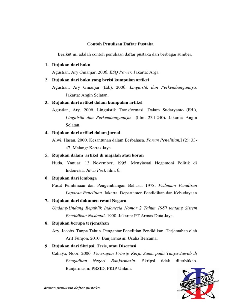 Contoh Penulisan Daftar Pustaka | PDF