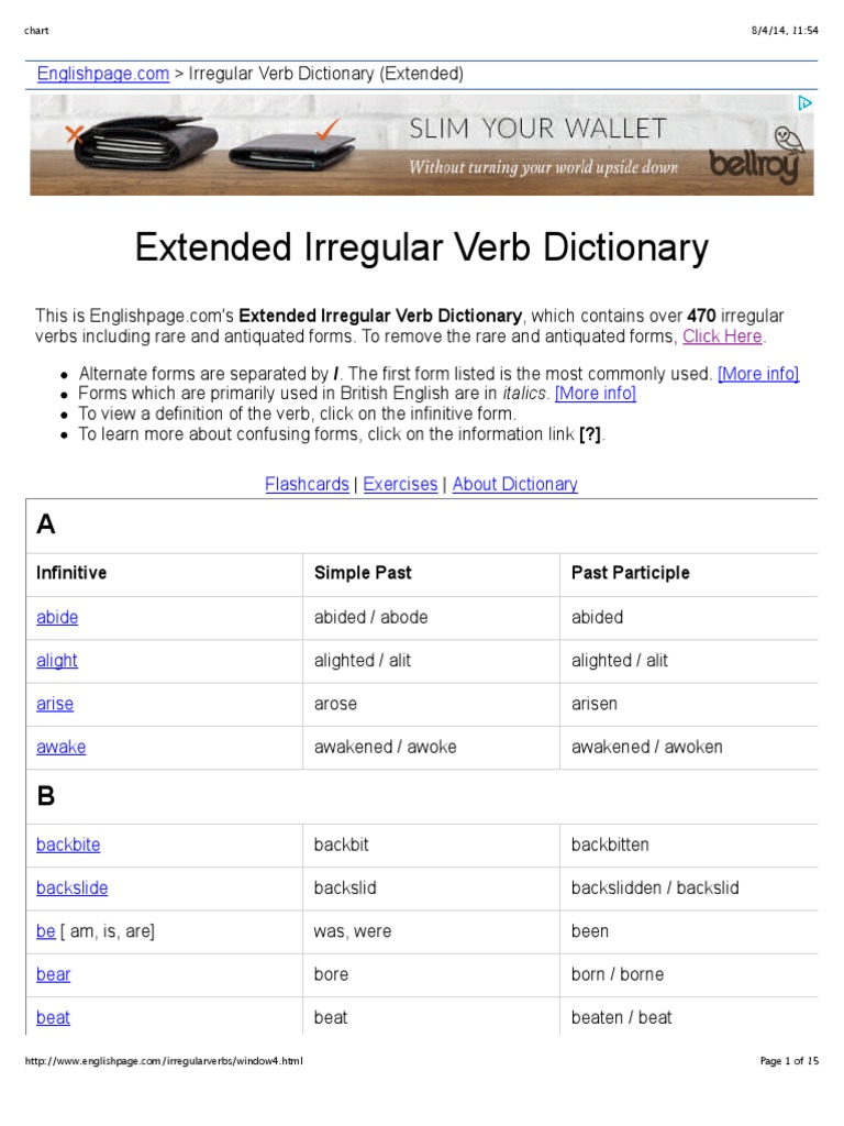 Extended Irregular Verbs List | PDF | Grammar | Syntax